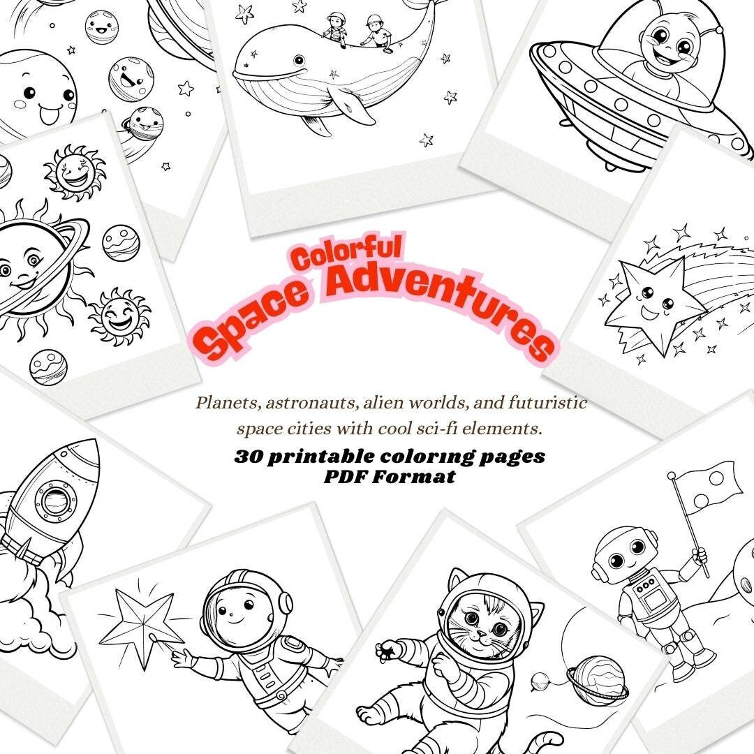 Space Adventures Coloring Book for Kids & Adults | Fun Outer Space ...