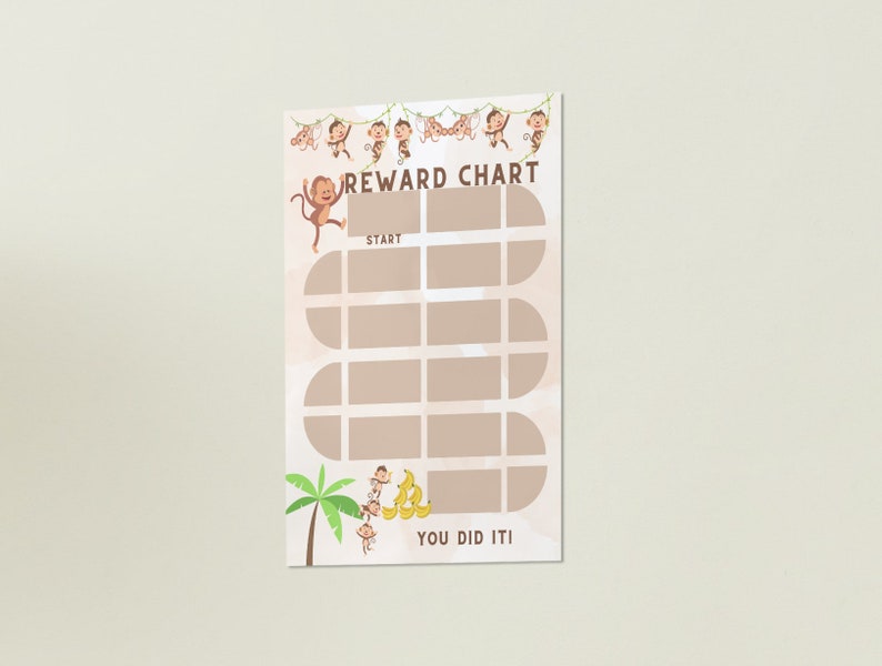 Monkey Reward Chart | Kids Behavior Chart | Printable Sticker Chart ...