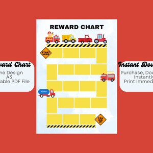 Truck Reward Chart | Kids Behavior Chart | Printable Sticker Chart ...