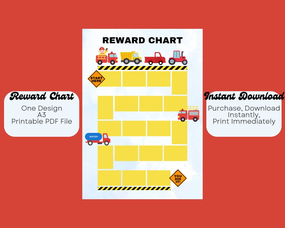 Truck Reward Chart | Kids Behavior Chart | Printable Sticker Chart ...