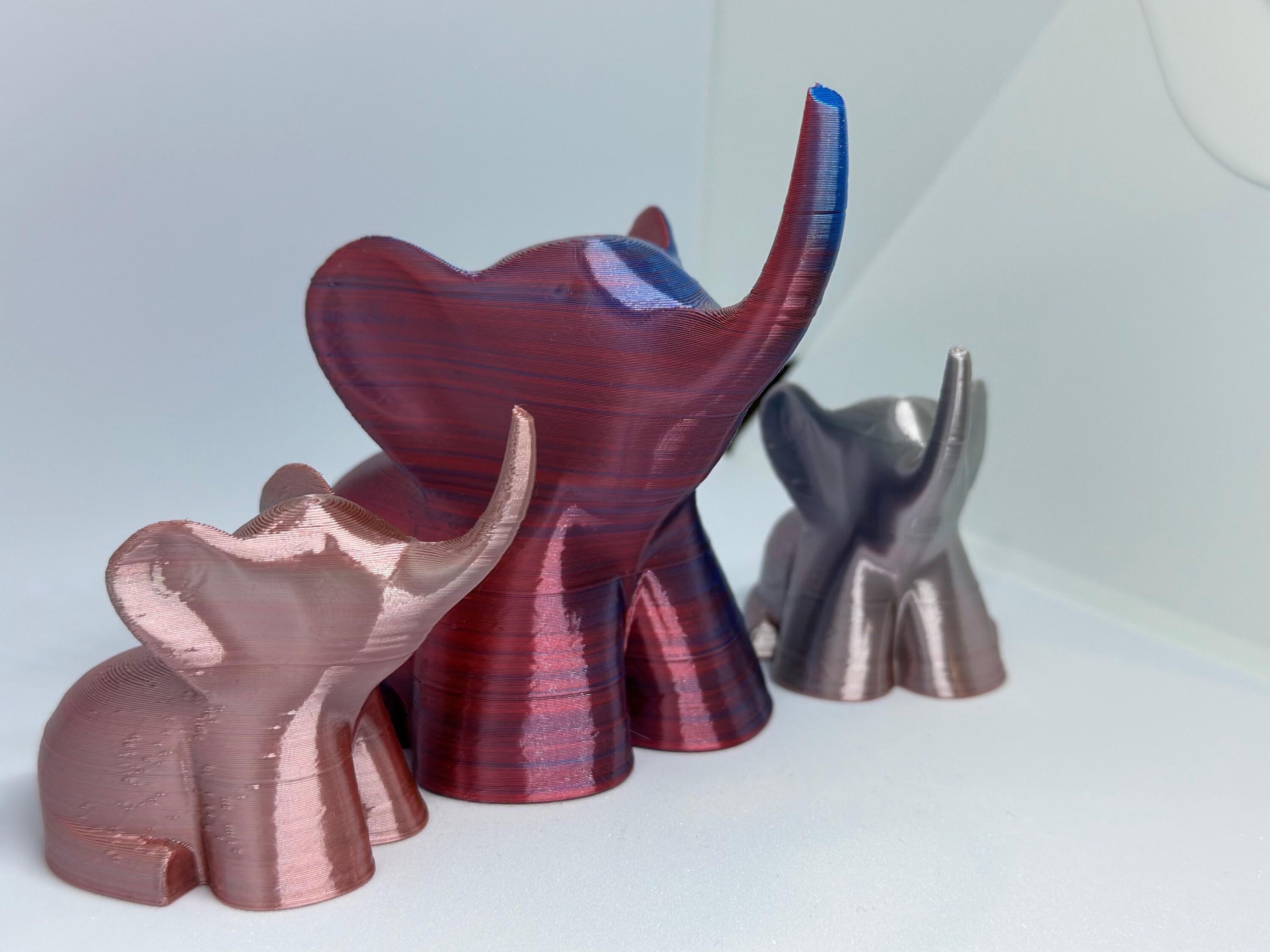 Elephant Family 3D Printed Gift Mother and Two Baby Elephants Gift Home ...
