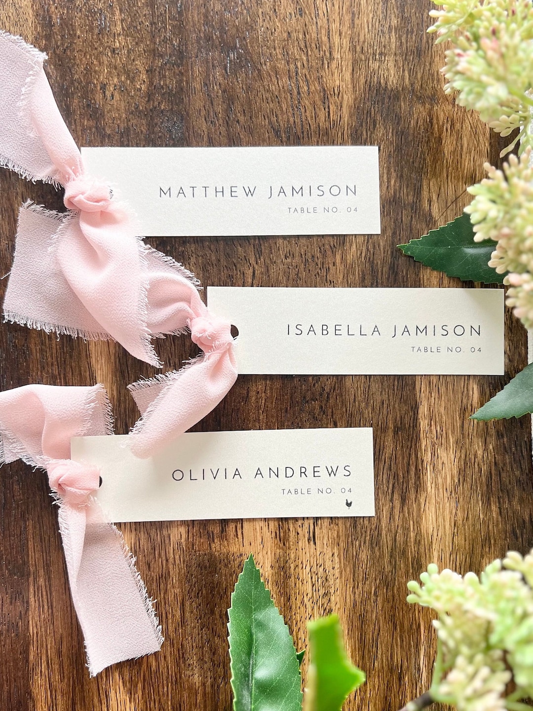 Elegant Place Cards With Chiffon Ribbon & Gold Edge - Etsy