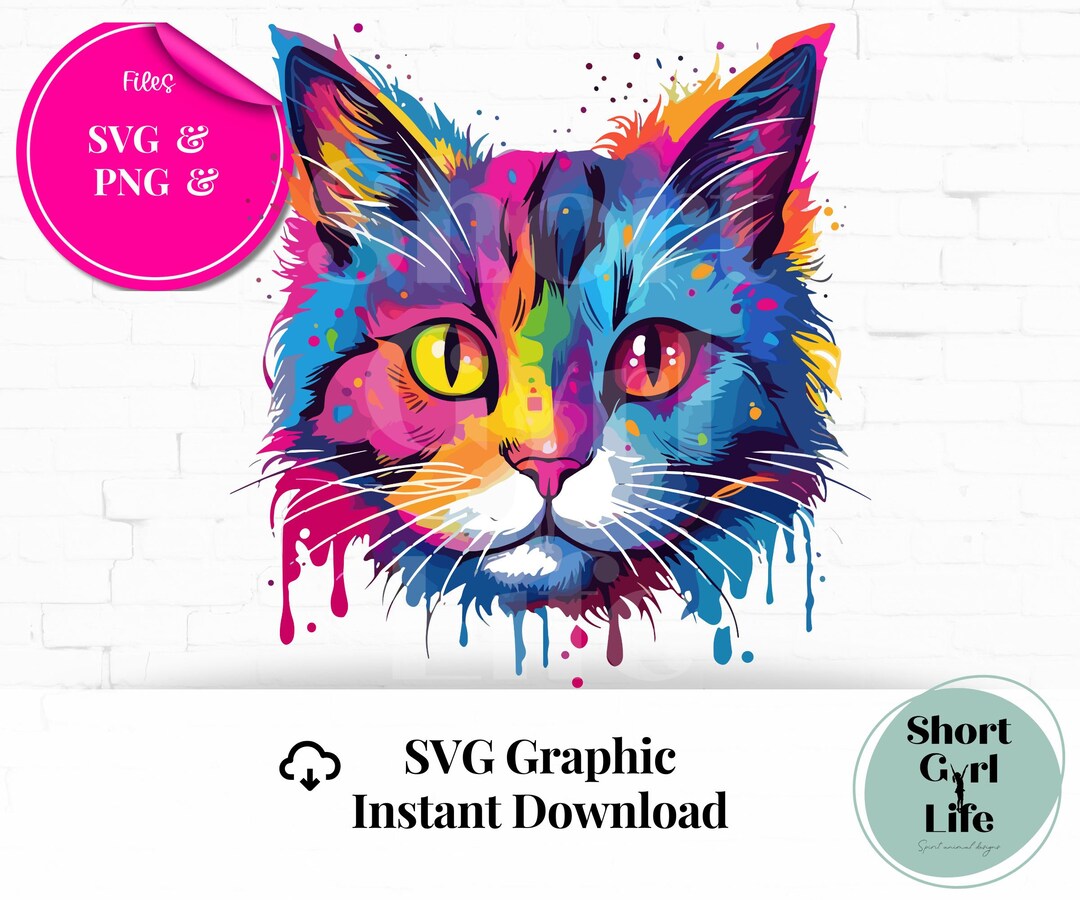 Graffiti Cat SVG Clipart PNG Cat Street Art Sublimation Stickers Cat T ...