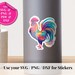 SVG Chicken Rooster Clip Art, Dxf PNG PDF, Colorful Year of the Rooster ...