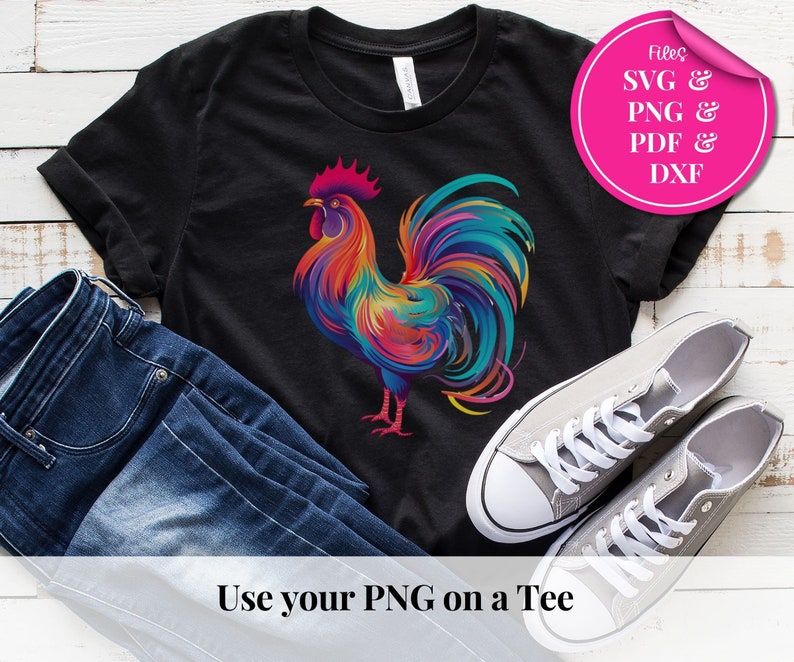 SVG Chicken Rooster Clip Art, Dxf PNG PDF, Colorful Year of the Rooster ...