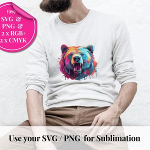 SVG Bear Clipart PNG, Bear SVG for Sublimation Svg, Stickers. Bear Head ...
