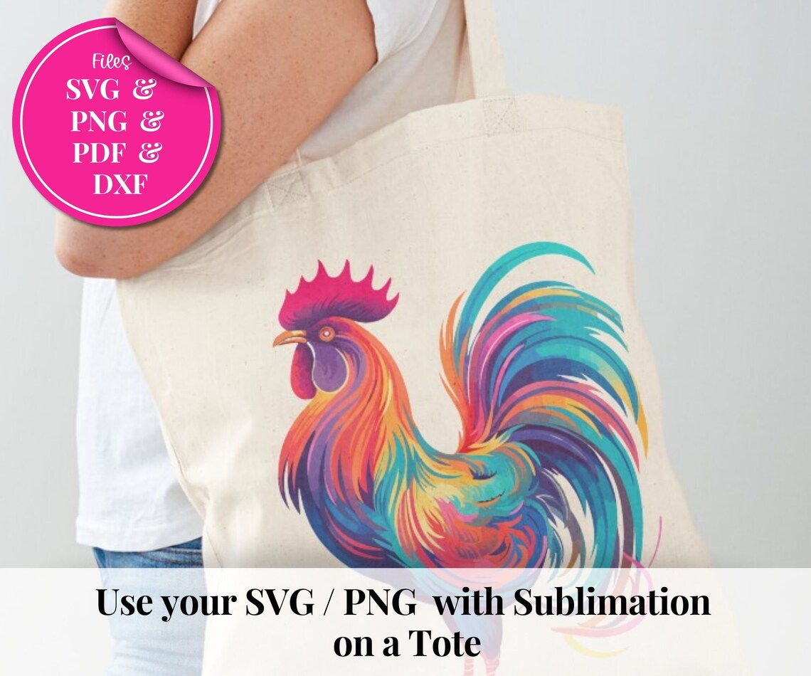 SVG Chicken Rooster Clip Art, Dxf PNG PDF, Colorful Year of the Rooster ...