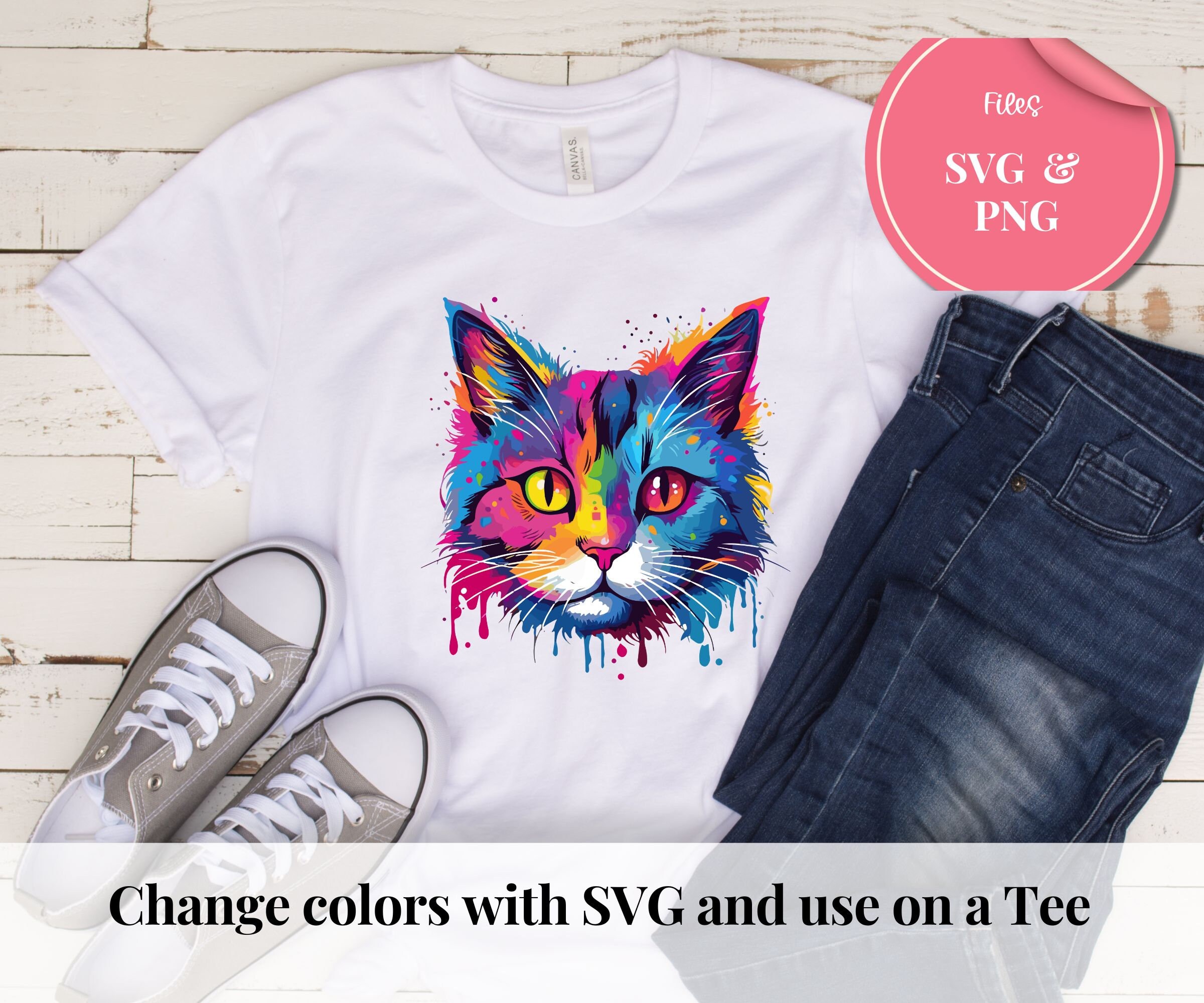 Graffiti Cat SVG Clipart PNG Cat Street Art Sublimation Stickers Cat T ...
