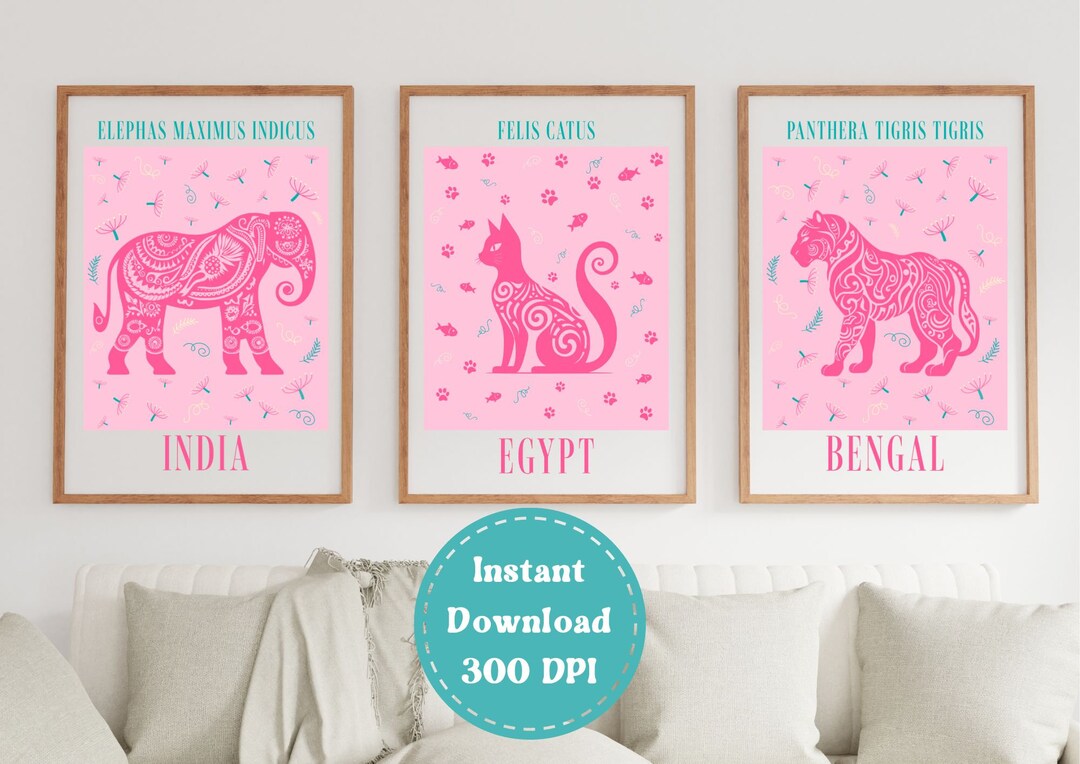 Preppy Room Decor Set of 3 PNG Decorative Travel Poster Teen Girl Room ...