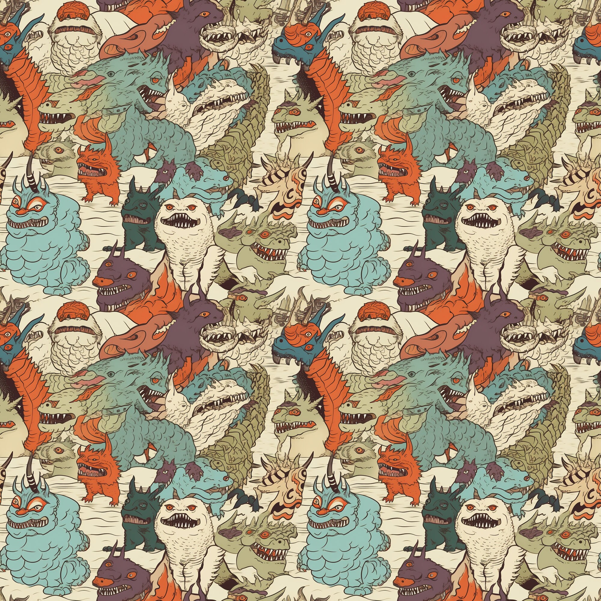 MONSTER PACK II Seamless Pattern, Backgrounds, Printable Digital Paper ...