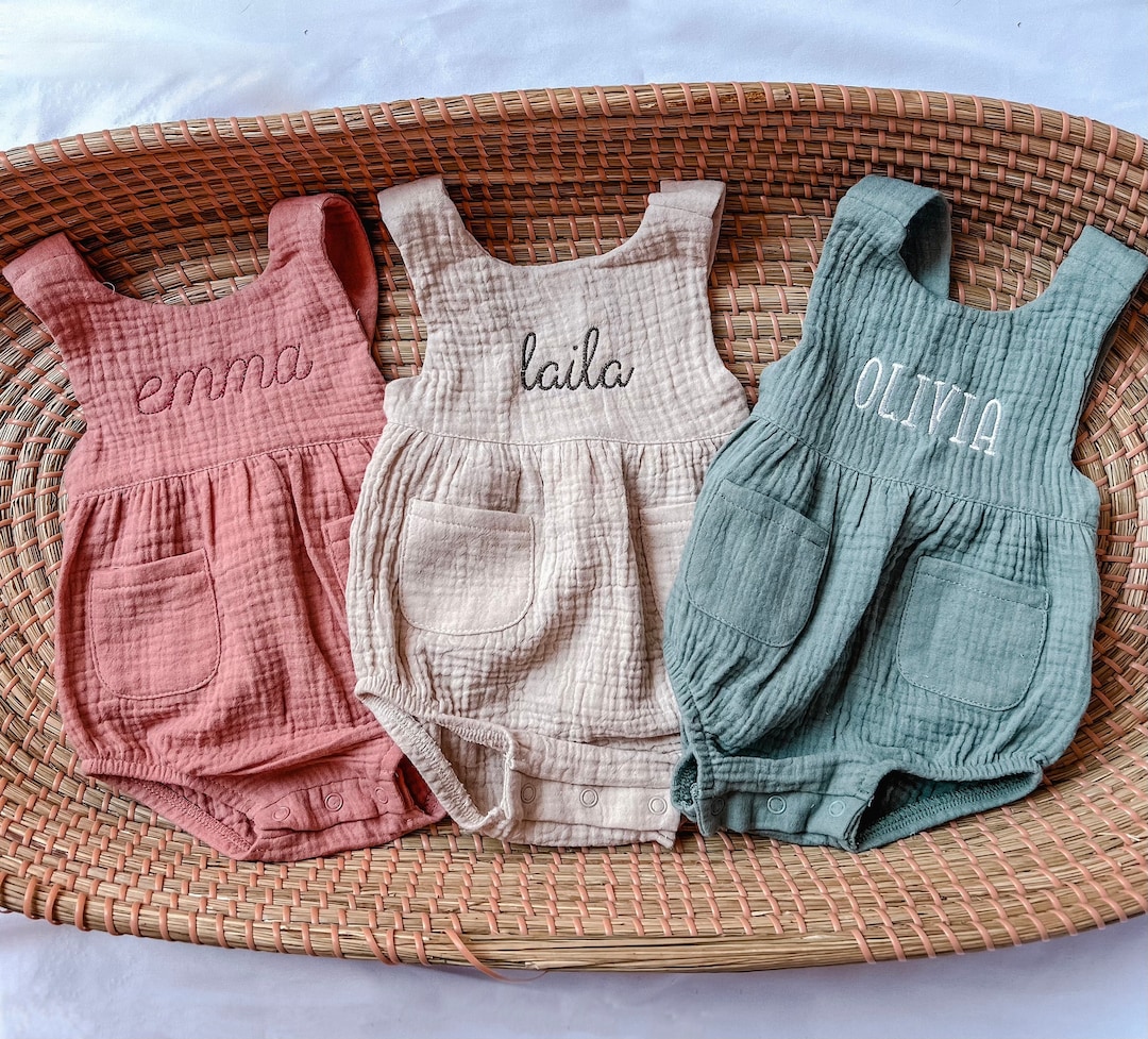 Organic Cotton Personalized Romper- Name & Pregnancy Announcement ...