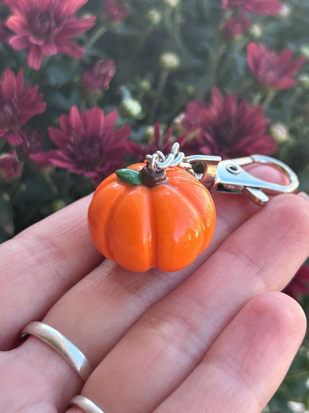 Pumpkin Keychain Polymer Clay Pumpkin Keychain Jack-o'lantern Keychain ...
