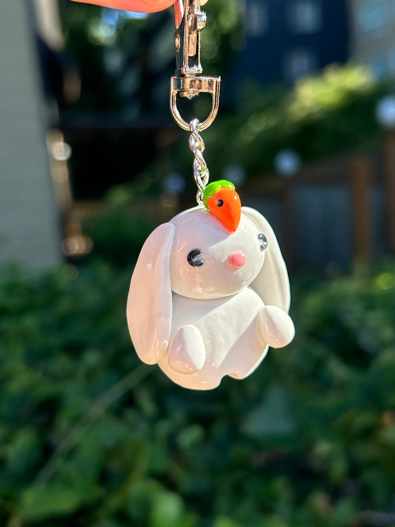 Polymer Clay Bunny | Bunny Keychain | Handmade Item | Desk Friend ...