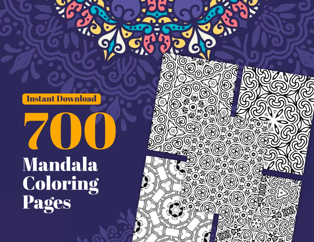 Relaxing Mandala Coloring Pages for Adult and Children 700 - Etsy