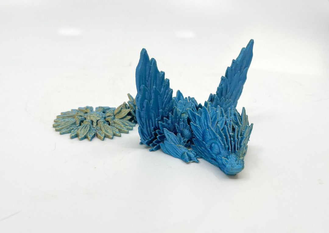 Winged Sunflower Dragon hatchling Dragon Tadling Articulated Fidget Toy ...