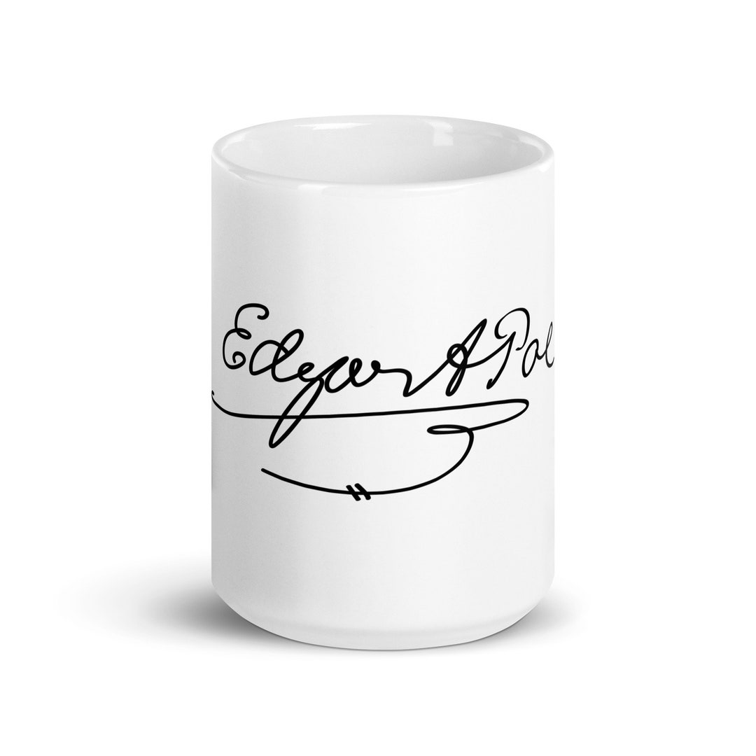 Edgar Allan Poe Signature White Glossy Mug - Etsy