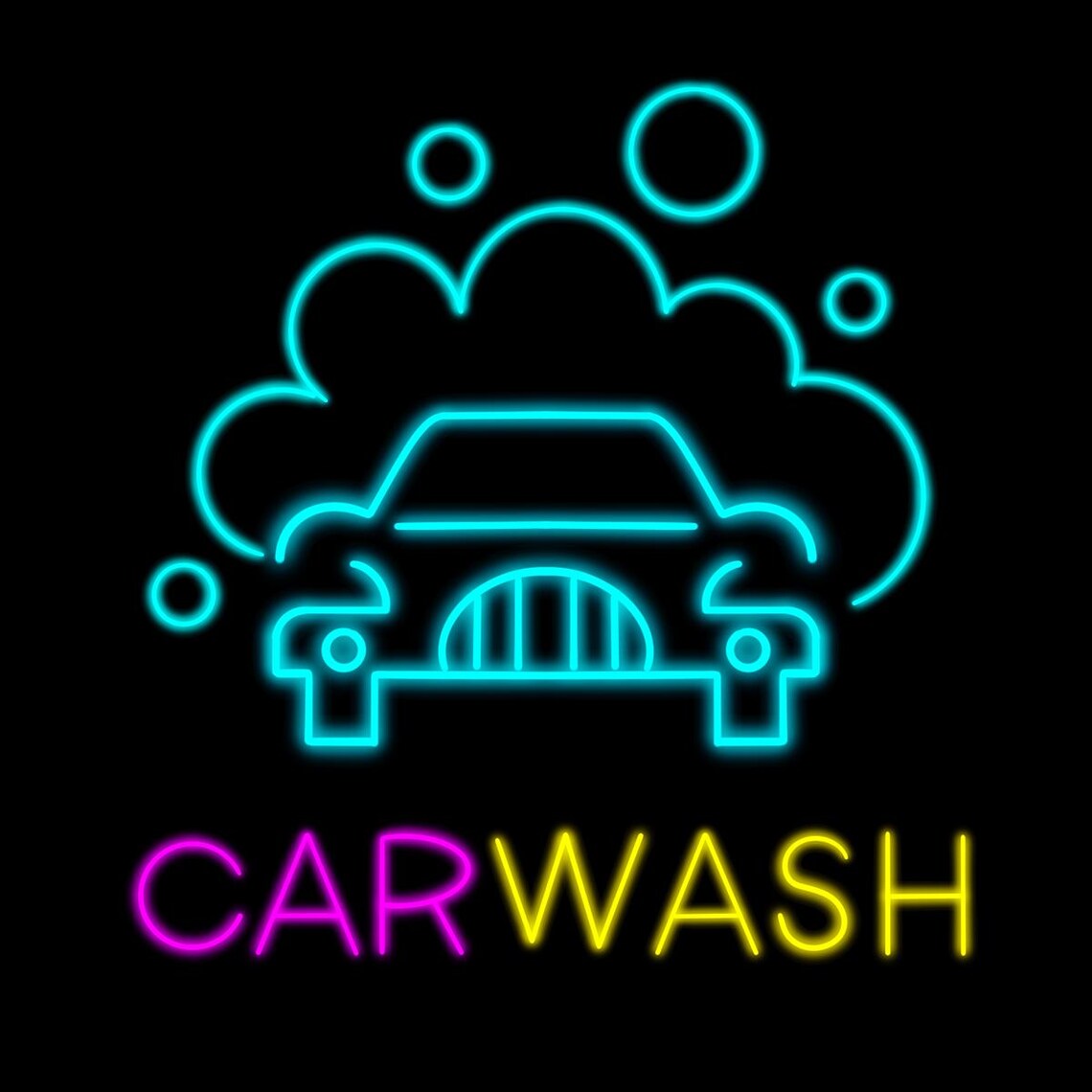 Neon Retro Car Wash Sign – Vintage LED Garage Light Board, Auto Shop ...