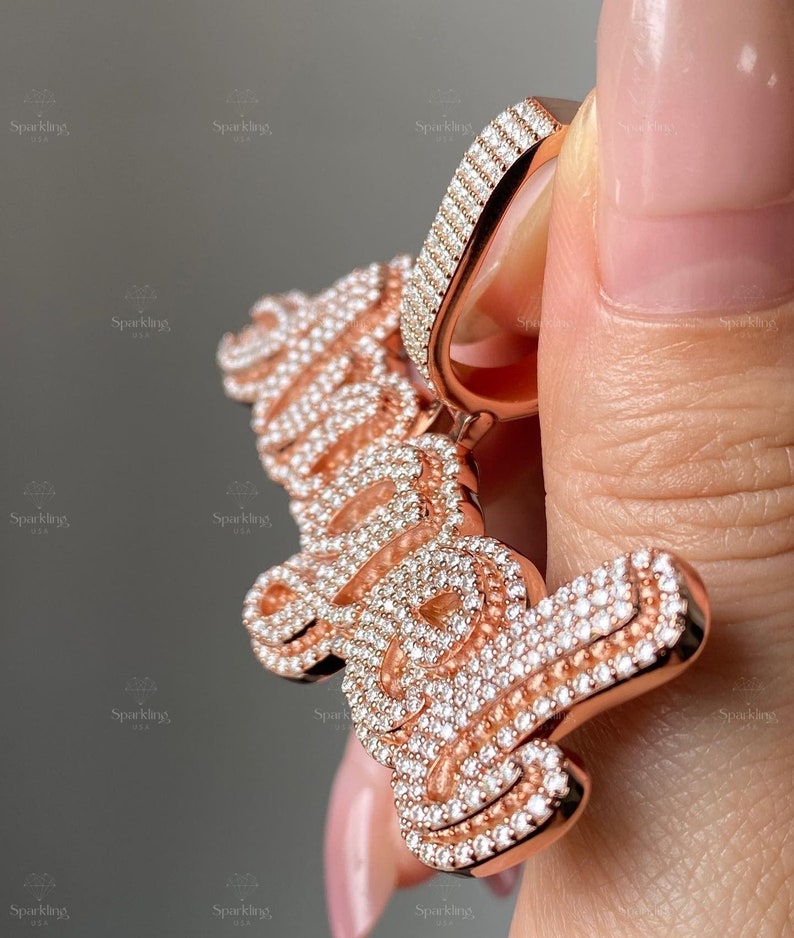 Personalized Diamond Name Pendant, Custom Letter Name Moissanite ...