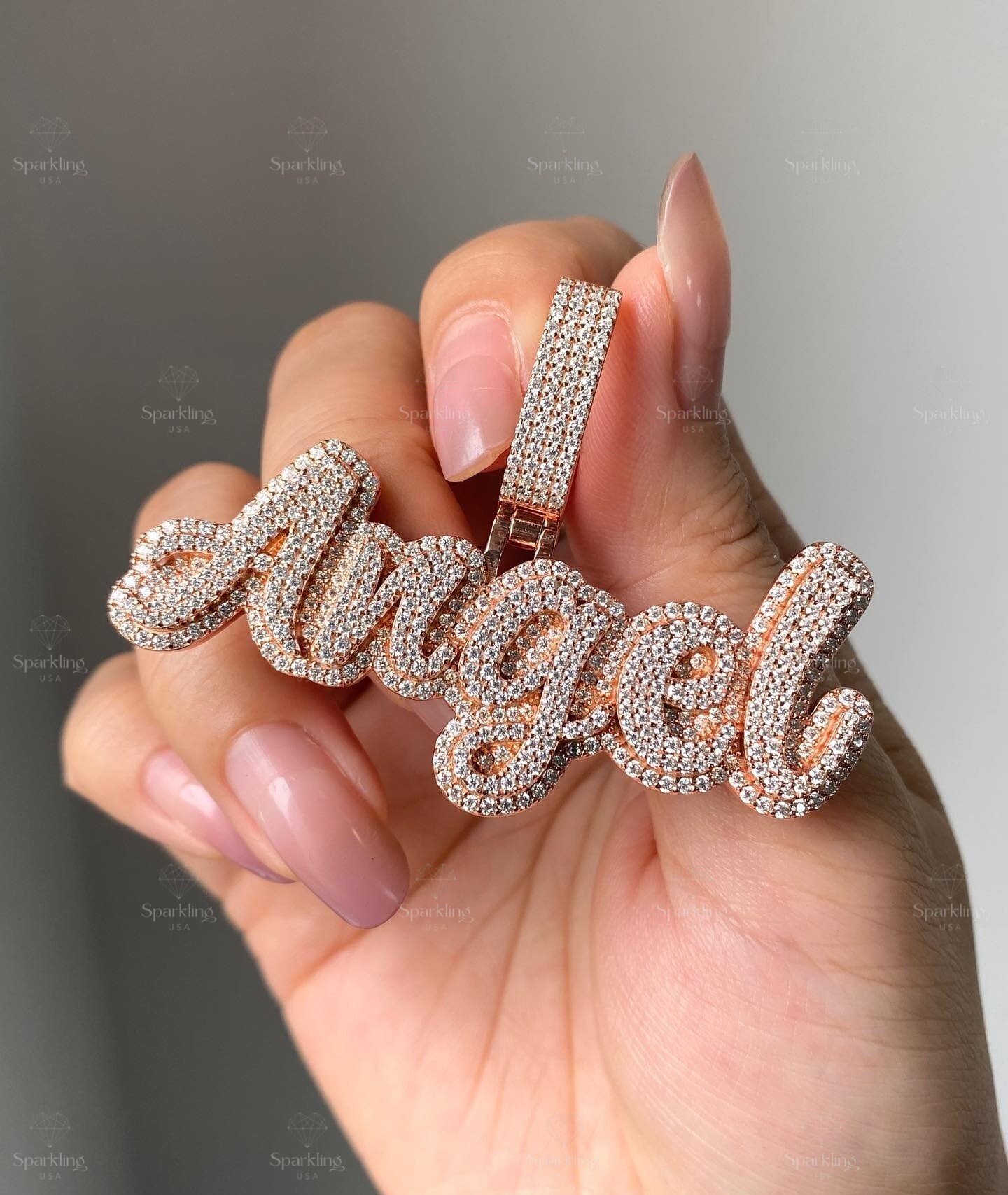 Personalized Diamond Name Pendant, Custom Letter Name Moissanite ...