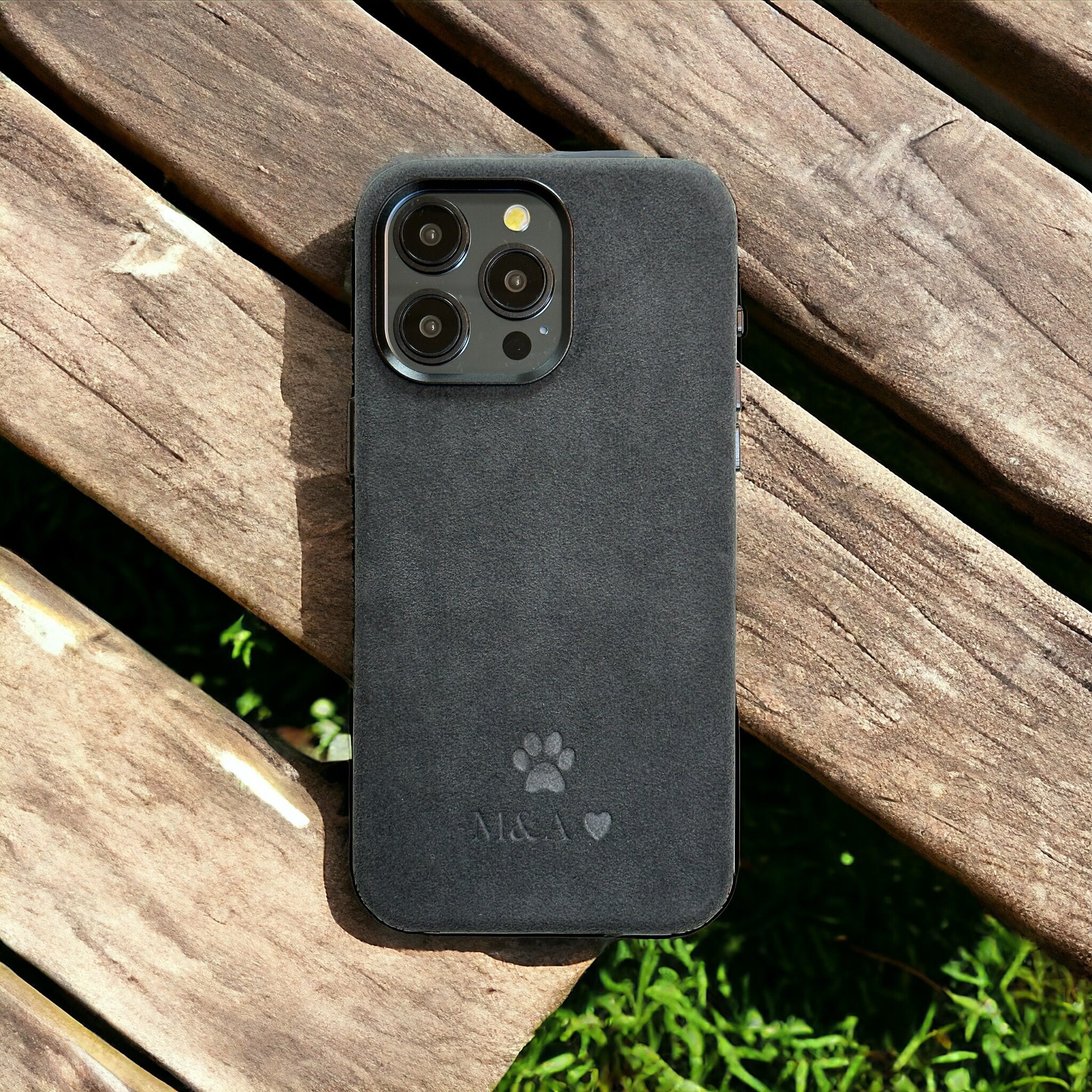 Personalized Alcantara iPhone Case: Handmade Italian Suede, Custom Icon ...