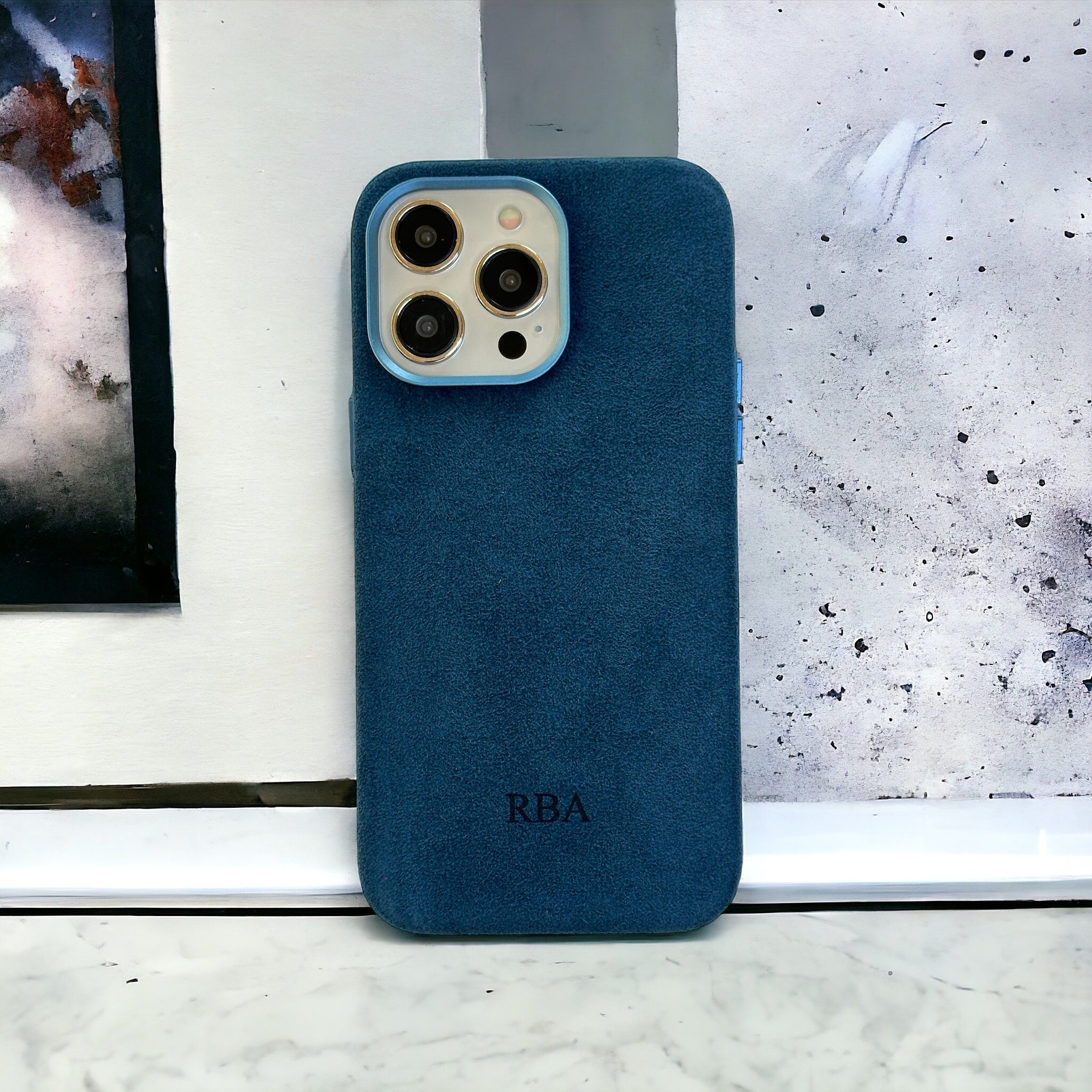 Personalized Alcantara iPhone Case: Handmade Italian Suede, Custom Icon ...