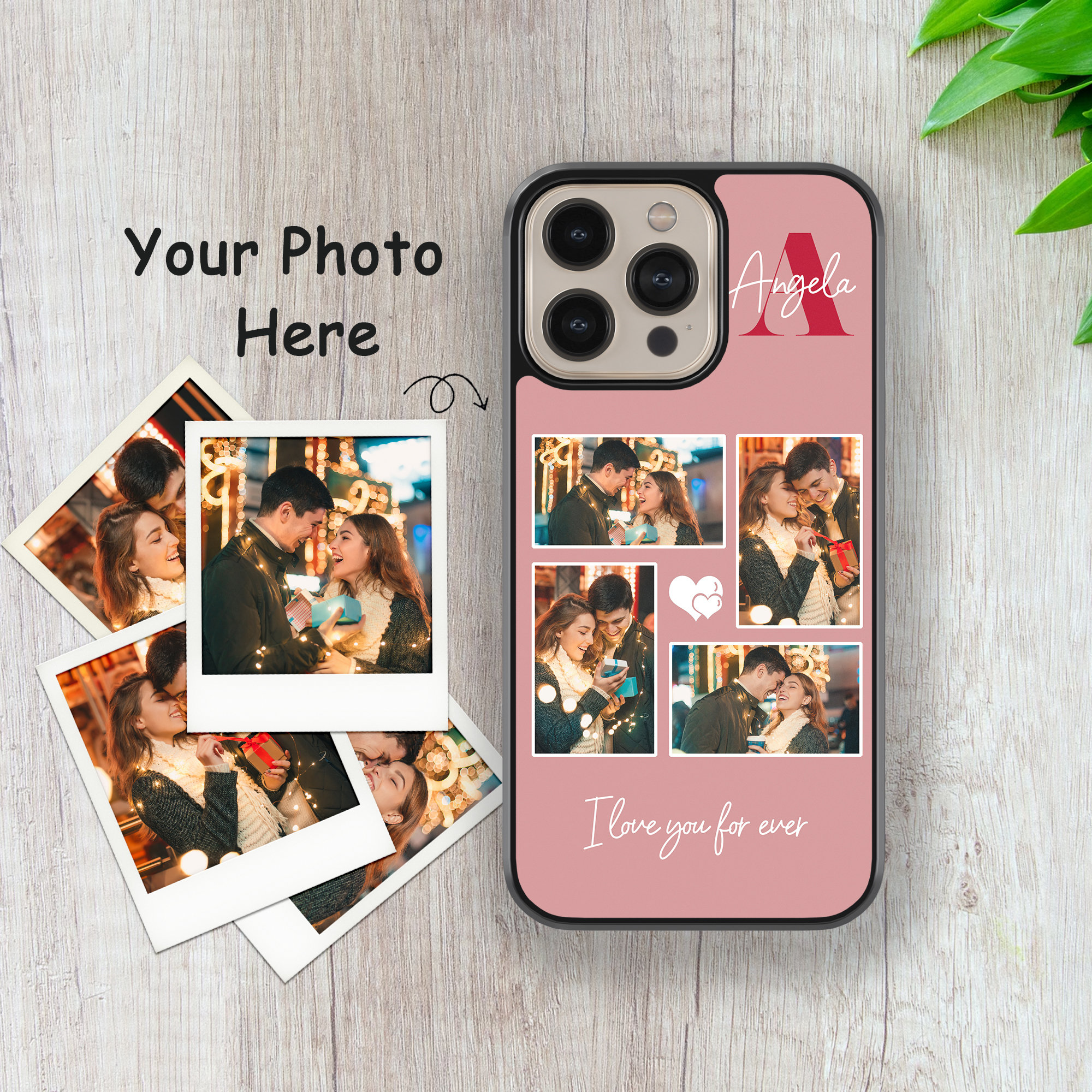 Personalized Picture iPhone Cases for 14 13 12 11 Pro Mini XR Xs Max Custom Multiple Photo ...