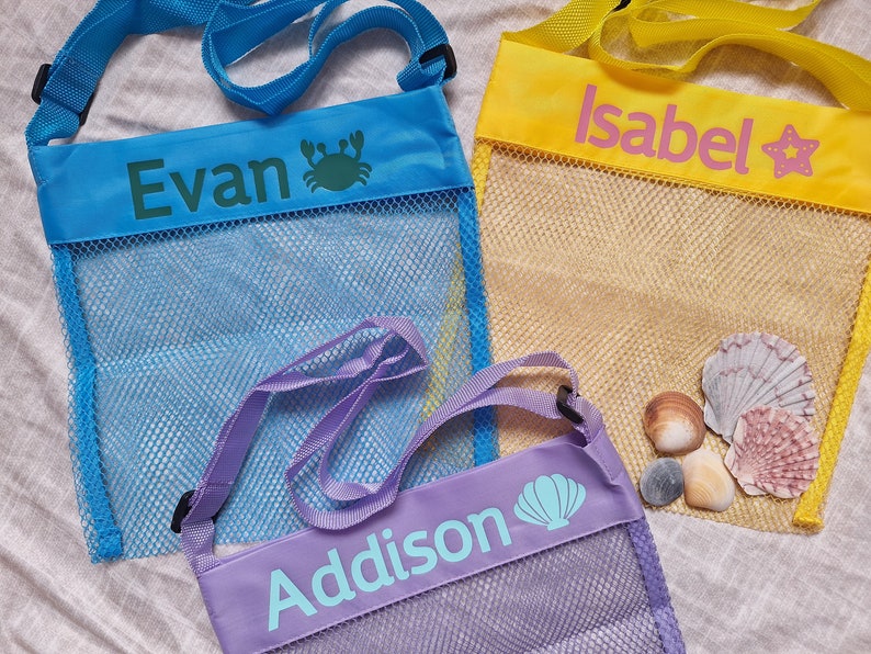 Personalised Shell Collecting Bag // RESTOCKED NEW COLOURS! - Etsy ...