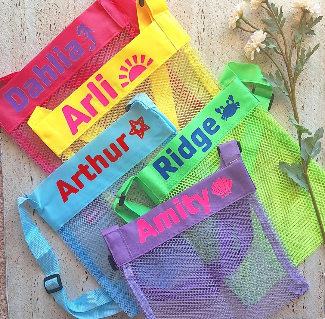 Personalised Shell Collecting Bag // RESTOCKED NEW COLOURS! - Etsy ...