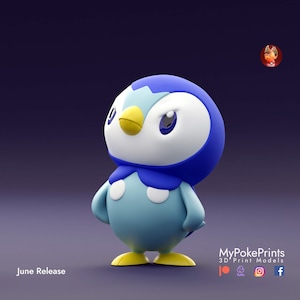 Piplup the Penguin Pokémon - 3D Printed Unpainted Figure - Etsy