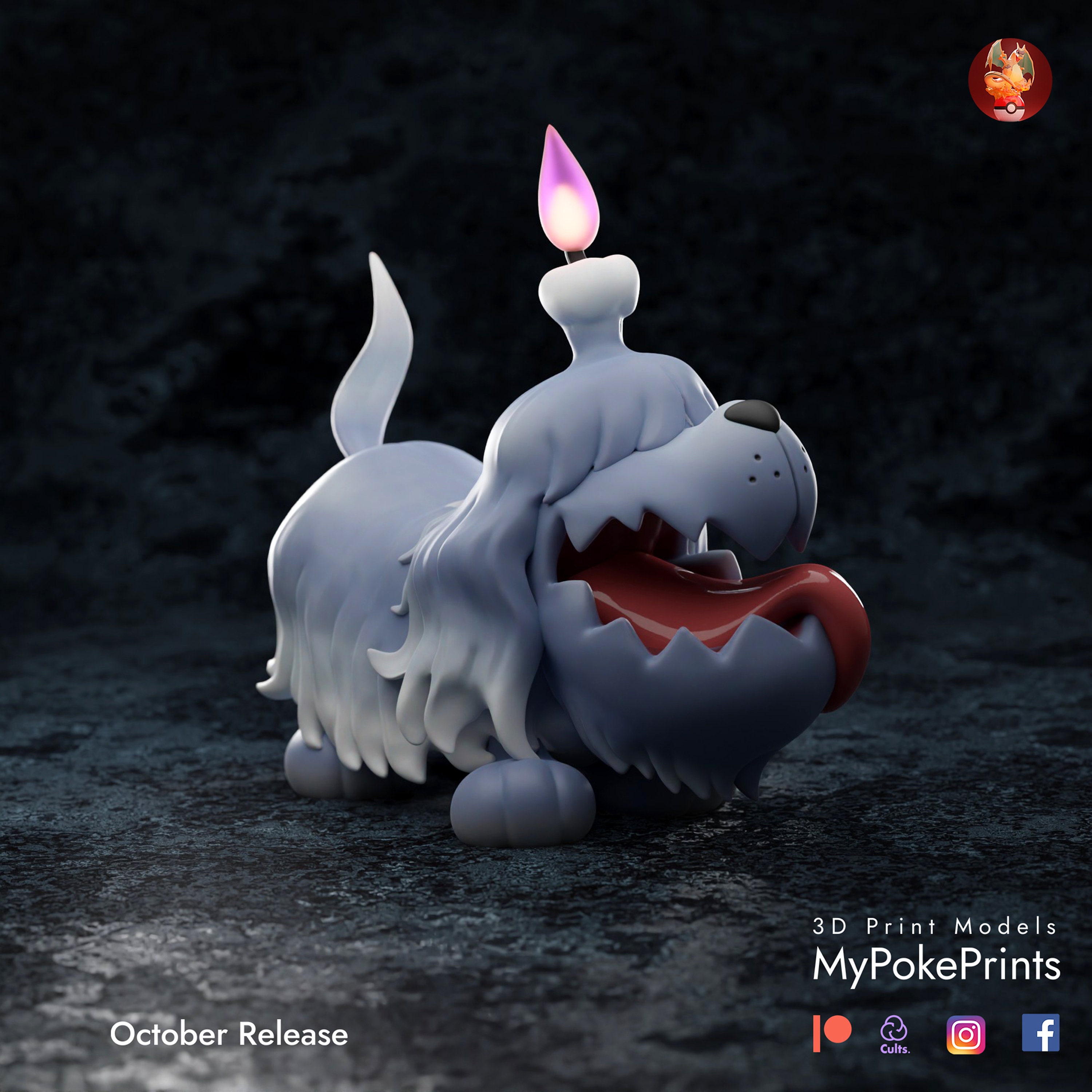 Greavard the Ghost Dog Pokémon - 3D Printed Unpainted Figure - Etsy