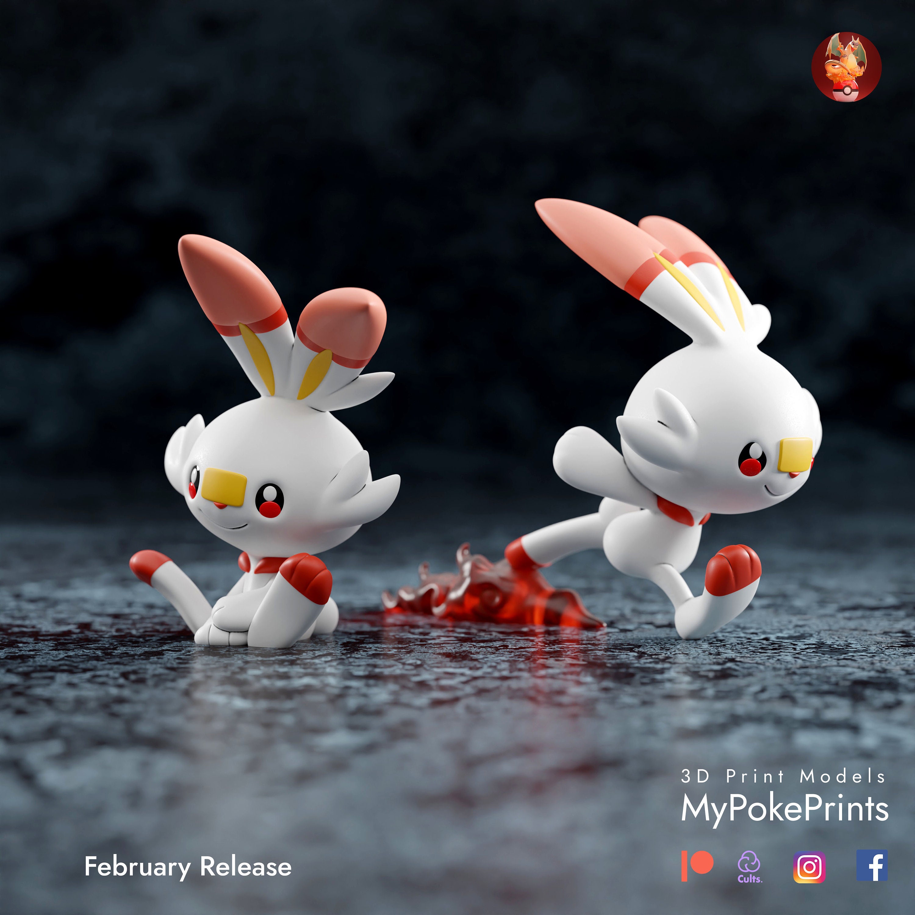 Scorbunny the Rabbit Pokémon - 3D Printed Unpainted Figure - Etsy
