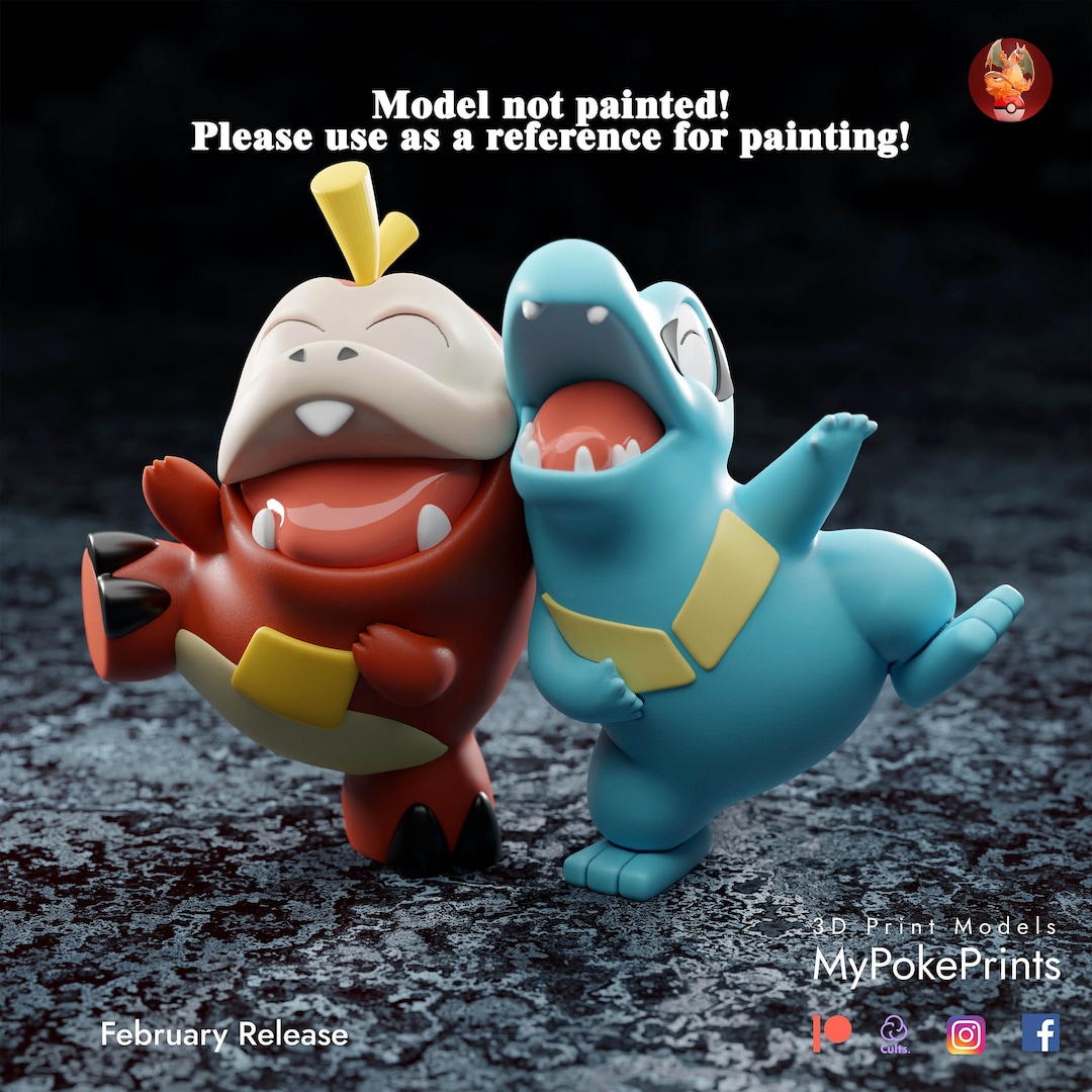 Fuecoco & Totodile Cute Buddies Statue 3D Printed Unpainted Figure - Etsy