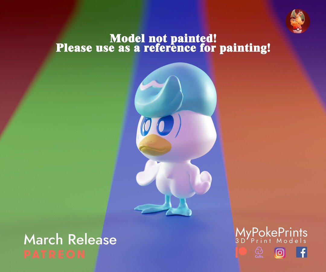 Quaxly the Duckling Pokémon 3D Printed Unpainted Figure - Etsy