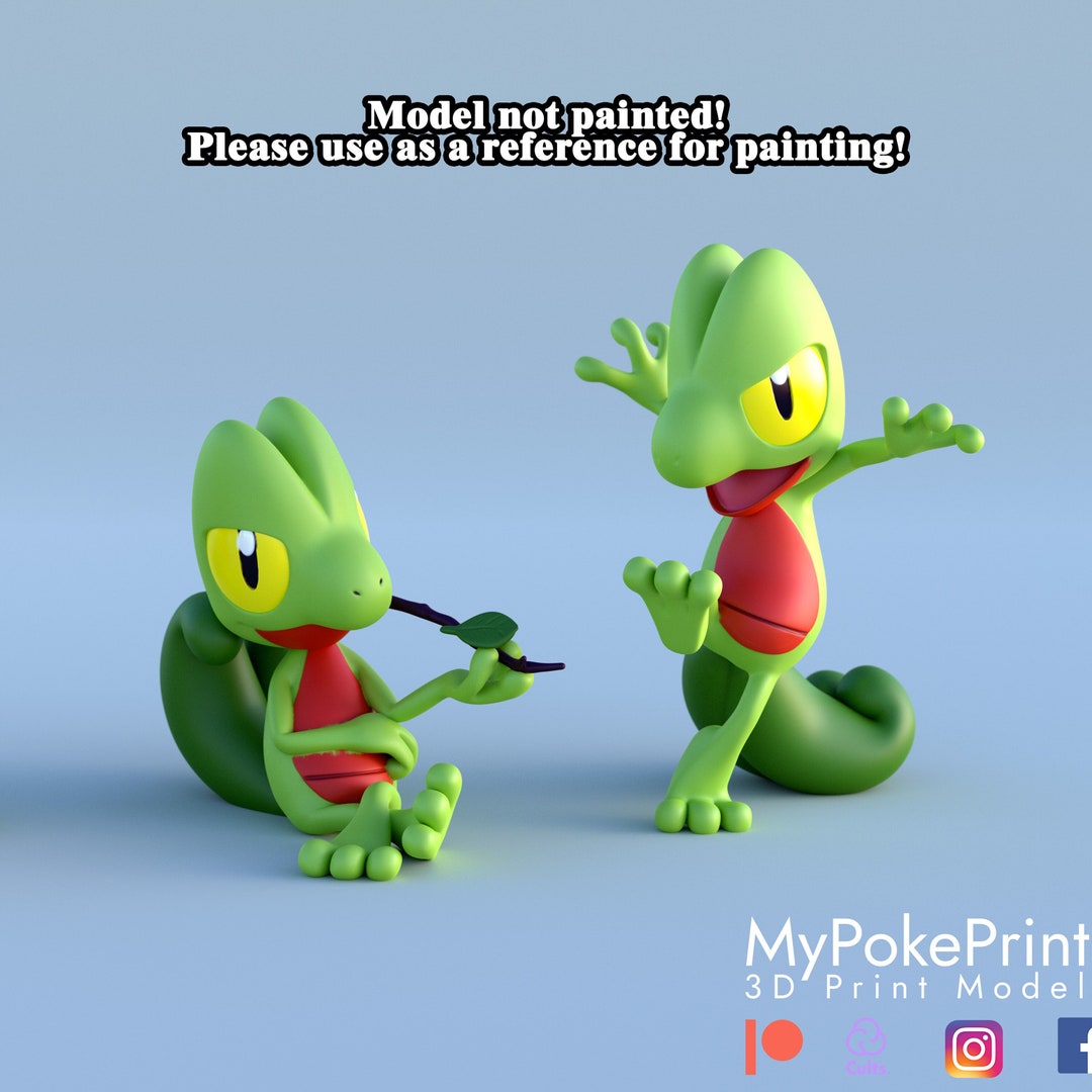 Treecko the Wood Gecko Pokémon 3D Printed Unpainted Figure - Etsy