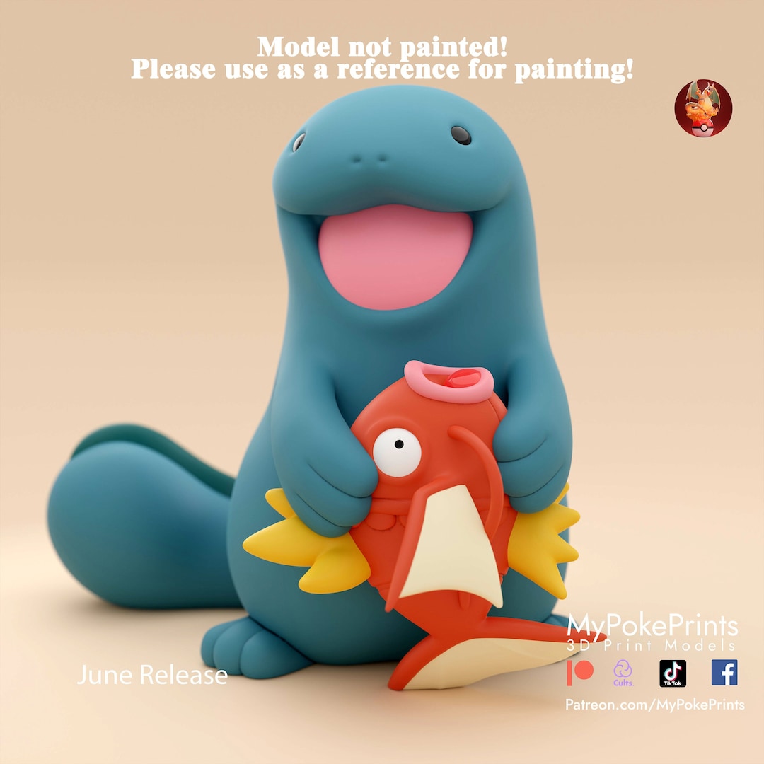 Quagsire the Water Fish Pokémon - 3D Printed Unpainted Figure - Etsy
