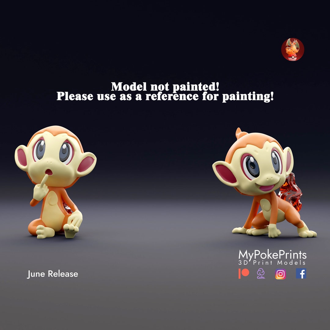 Chimchar the Chimp Pokémon - 3D Printed Unpainted Figure - Etsy