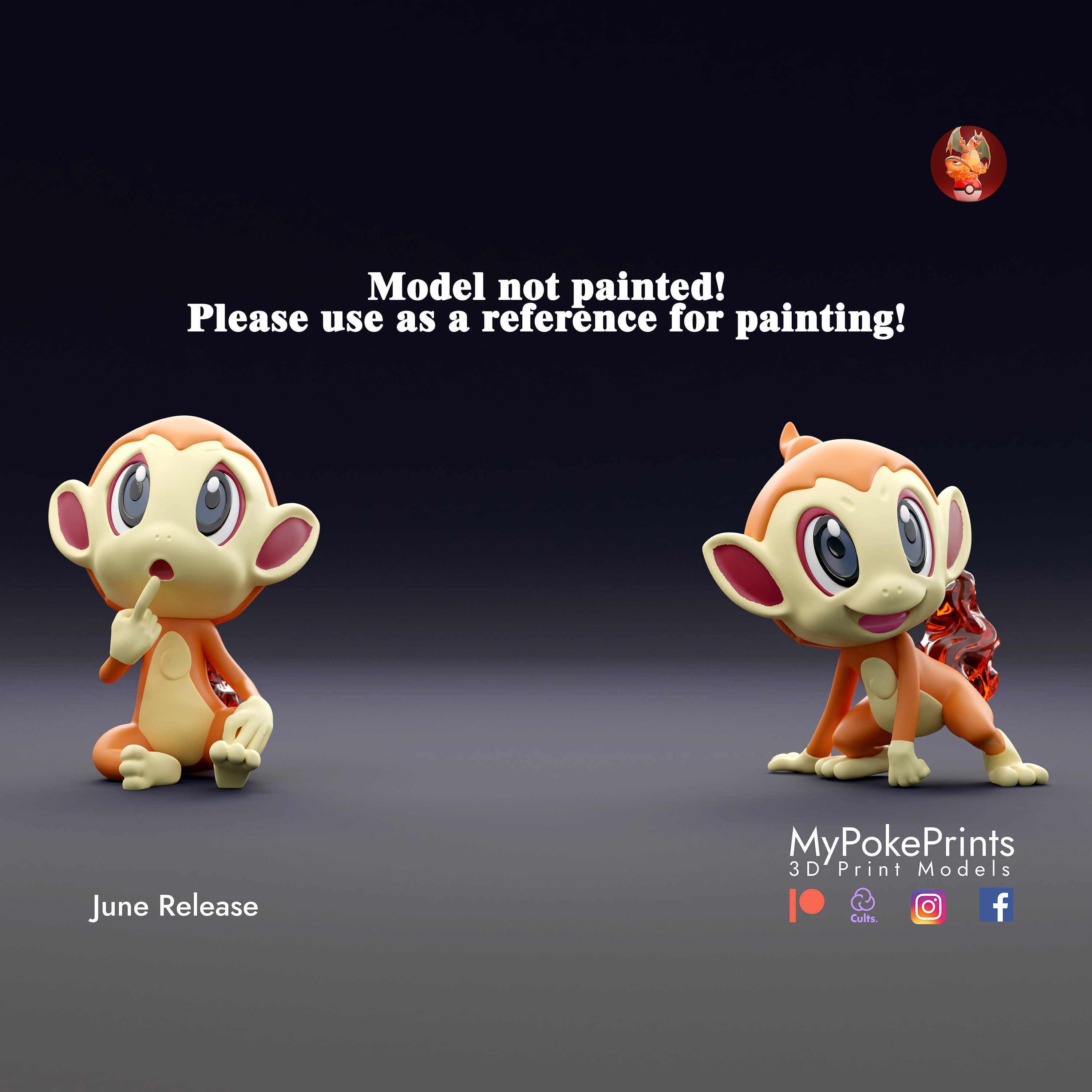 Chimchar the Chimp Pokémon - 3D Printed Unpainted Figure - Etsy
