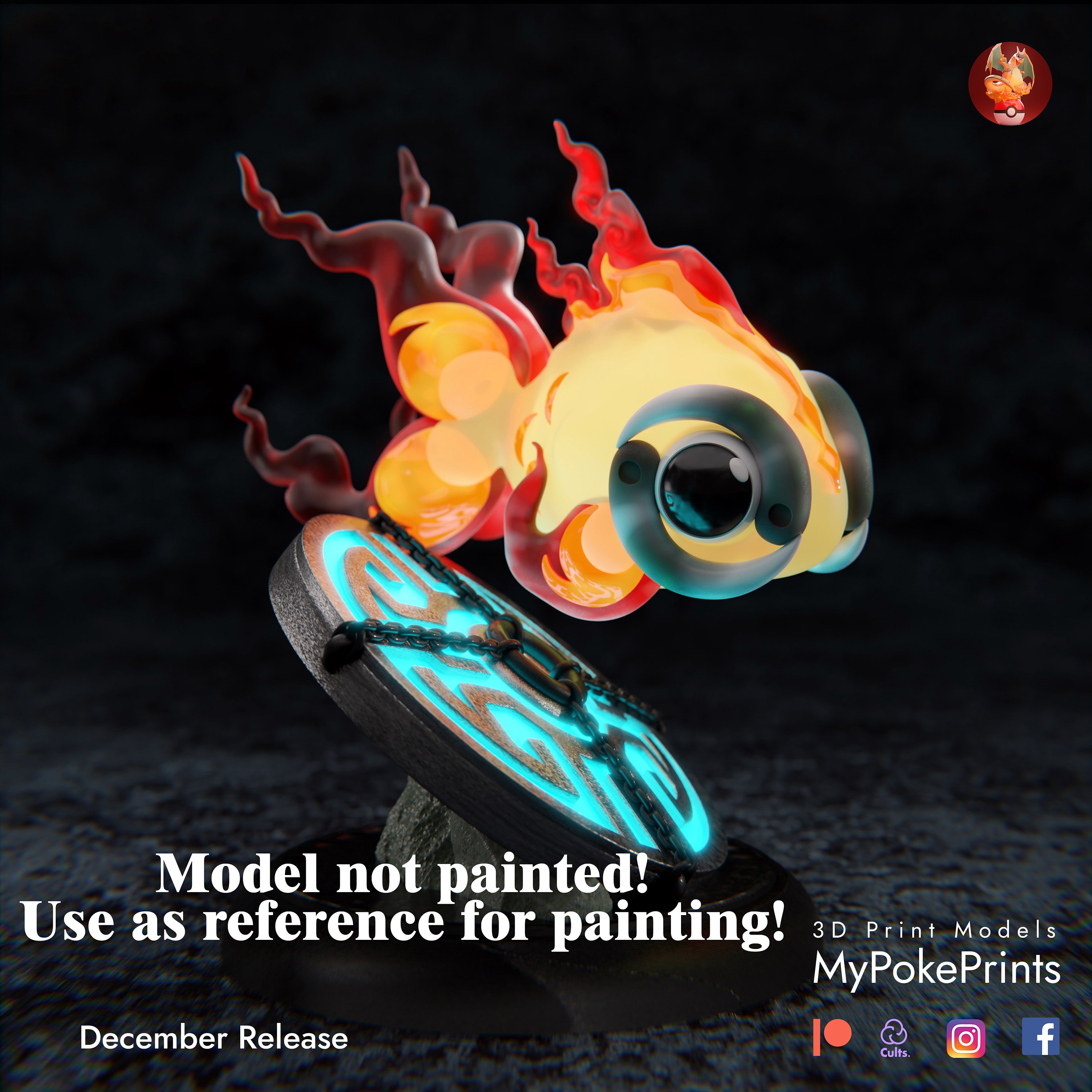 Chi-yu the Ruinous Pokémon 3D Printed Unpainted Figure - Etsy