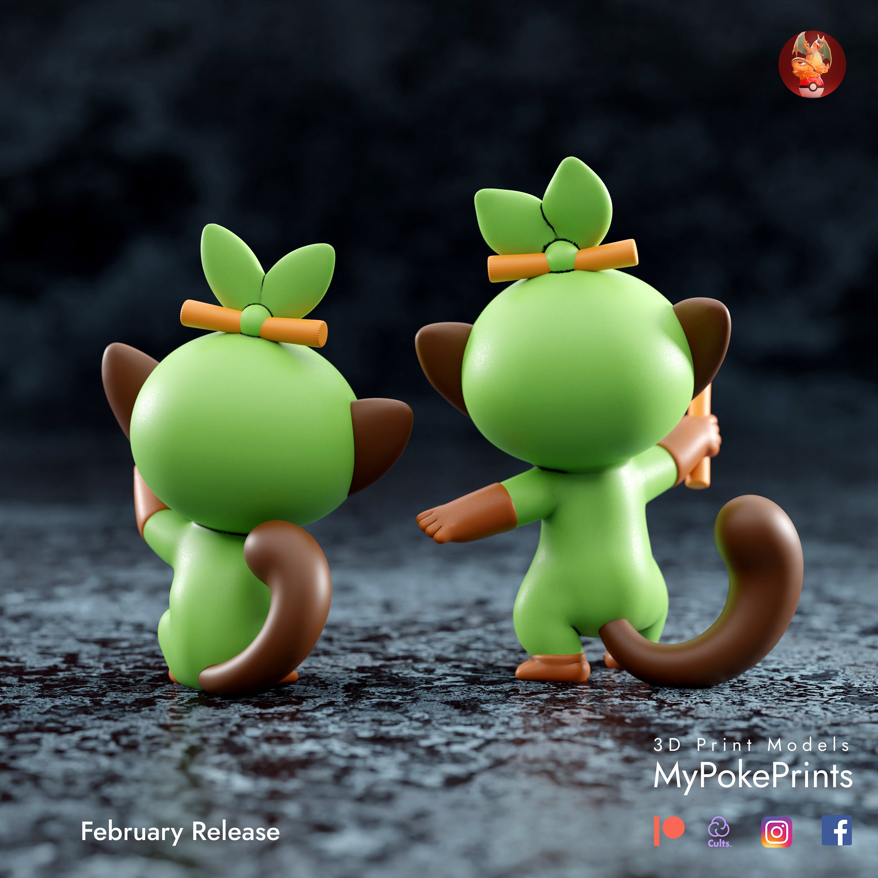 Grookey the Chimp Pokémon 3D Printed Unpainted Figure - Etsy