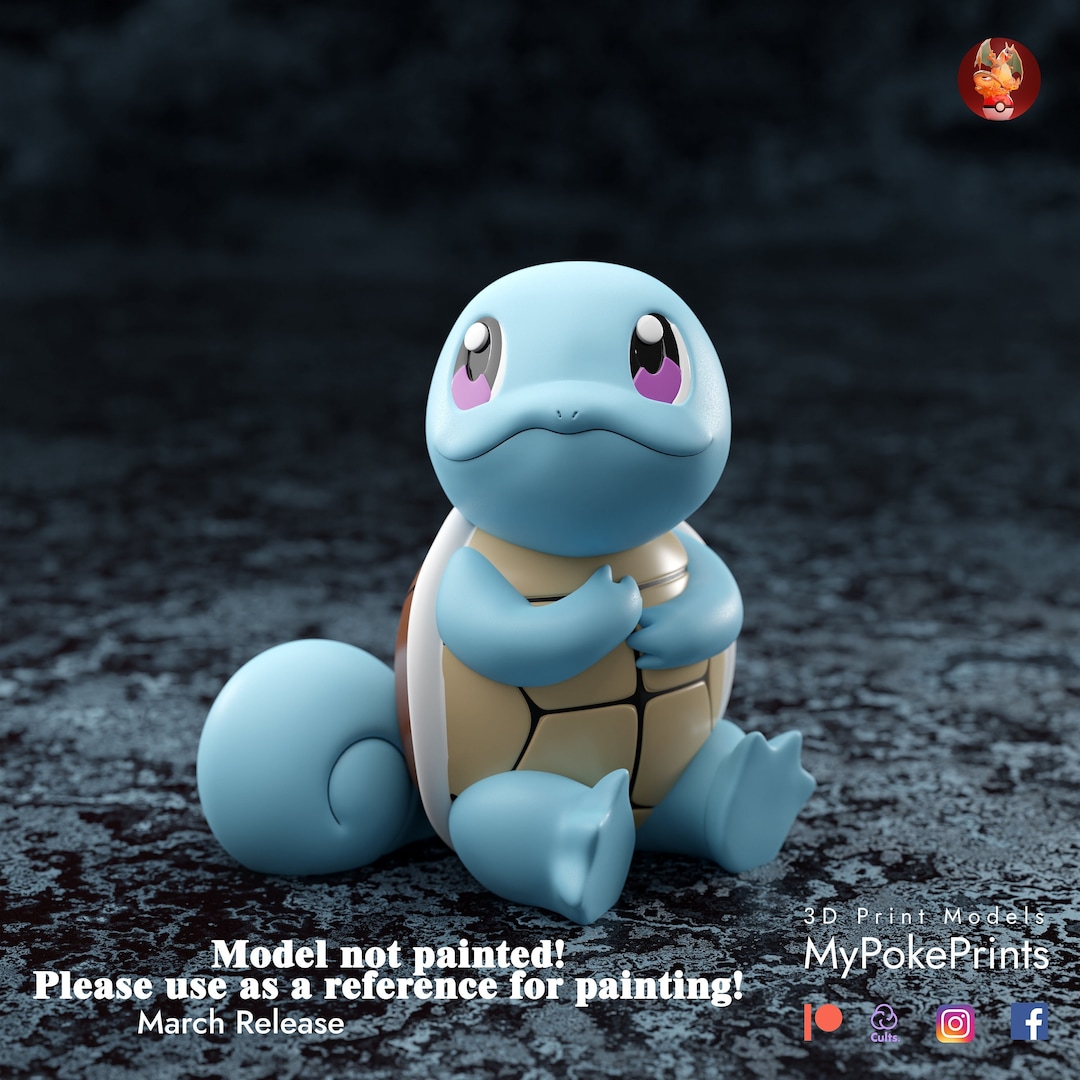 Squirtle the Tiny Turtle Pokémon 3D Printed Unpainted Figure - Etsy