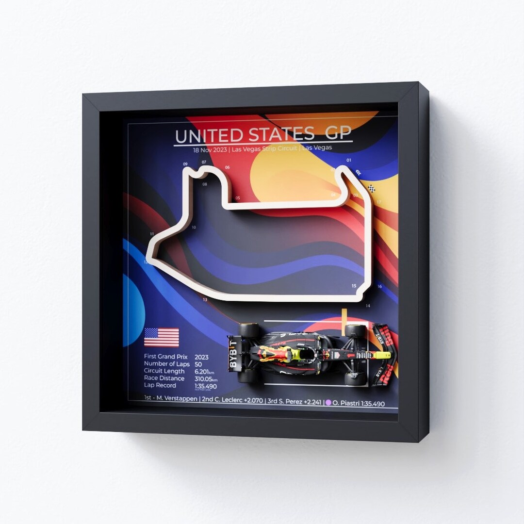 LAS VEGAS 2023 GP F1 Frame With the Winning Car | F1 Track Wall Art ...