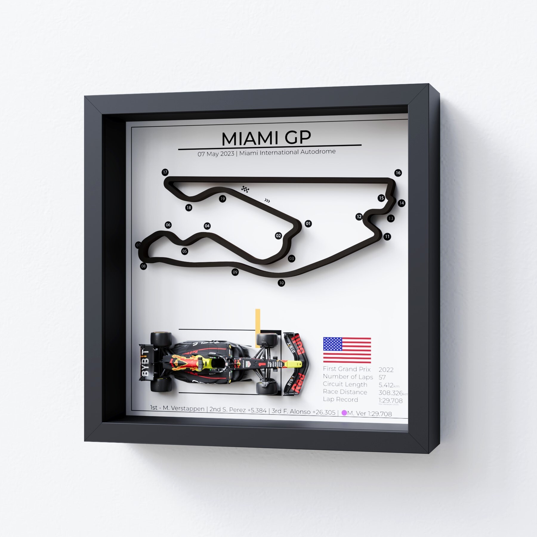 MIAMI USA 2023 GP F1 Frame With the Winning Car | F1 Track Wall Art ...