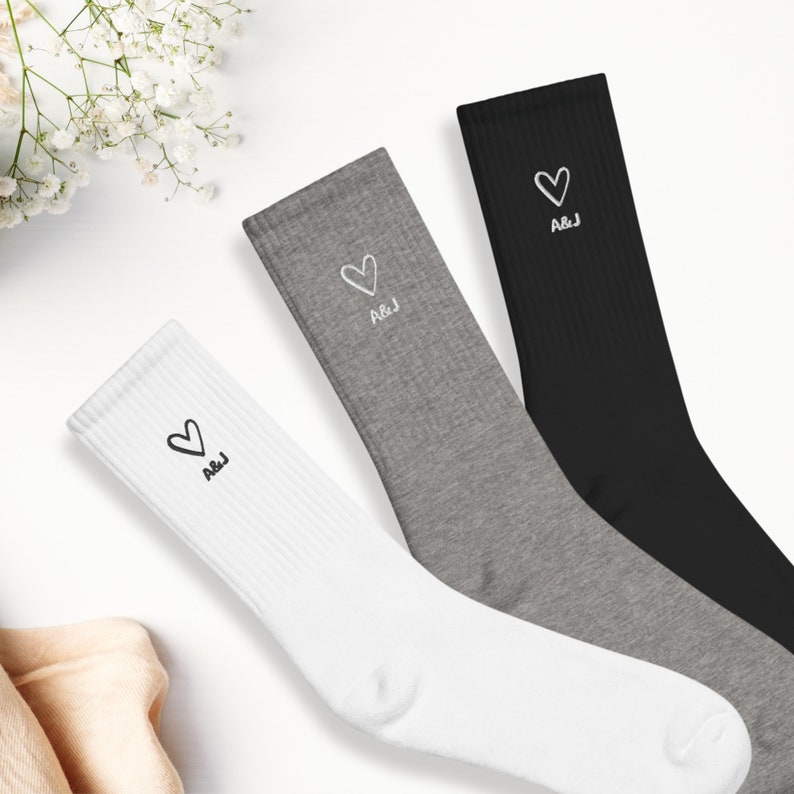 Personalised Couple Matching Socks -two Pairs of Embroidered Socks With ...