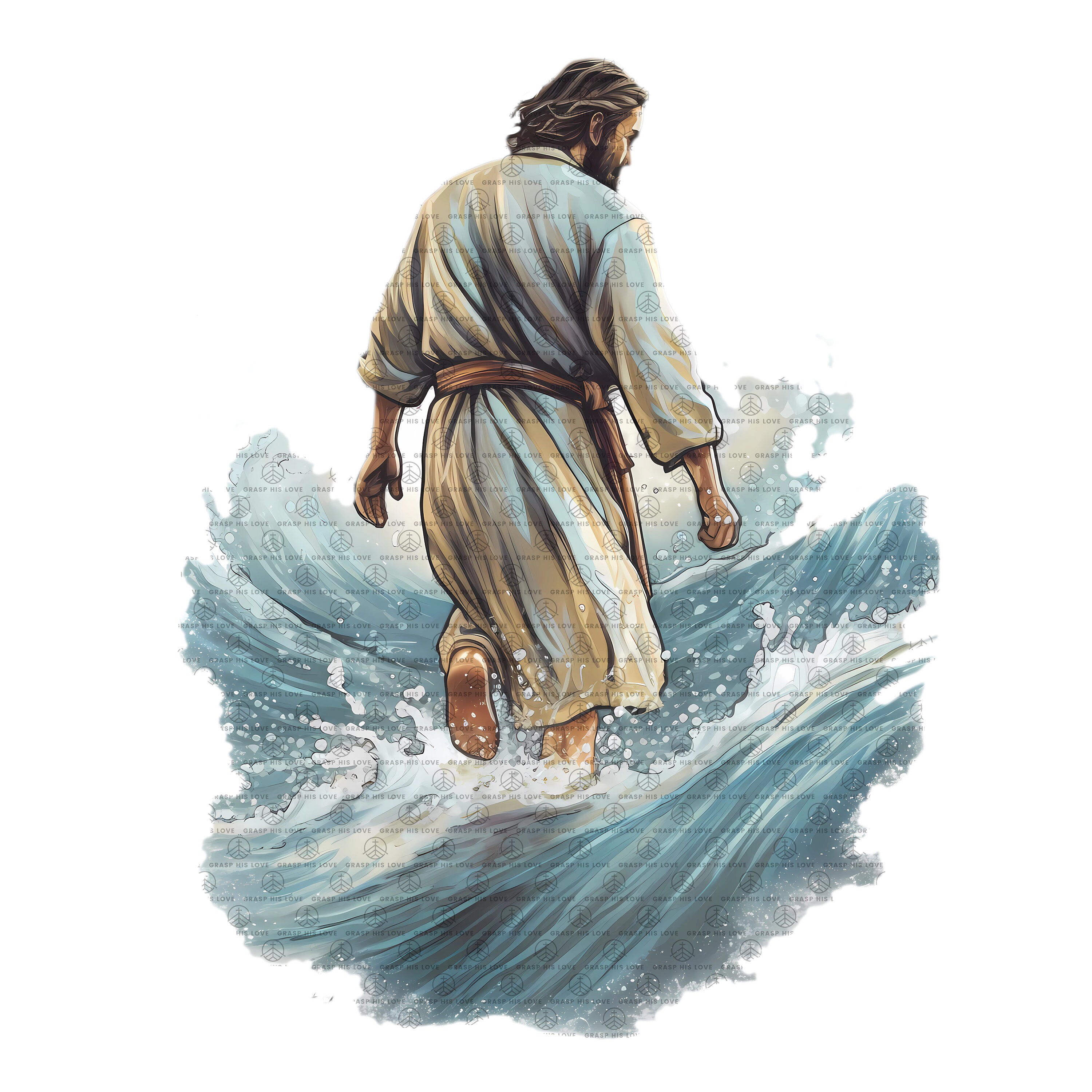 Jesus Walking on Water Clip Art - Sticker - Decal Bundle - PNG High ...
