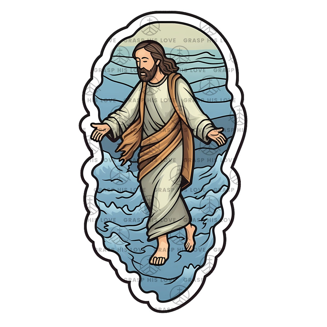 Jesus Walking on Water Clip Art - Sticker - Decal Bundle - PNG High ...