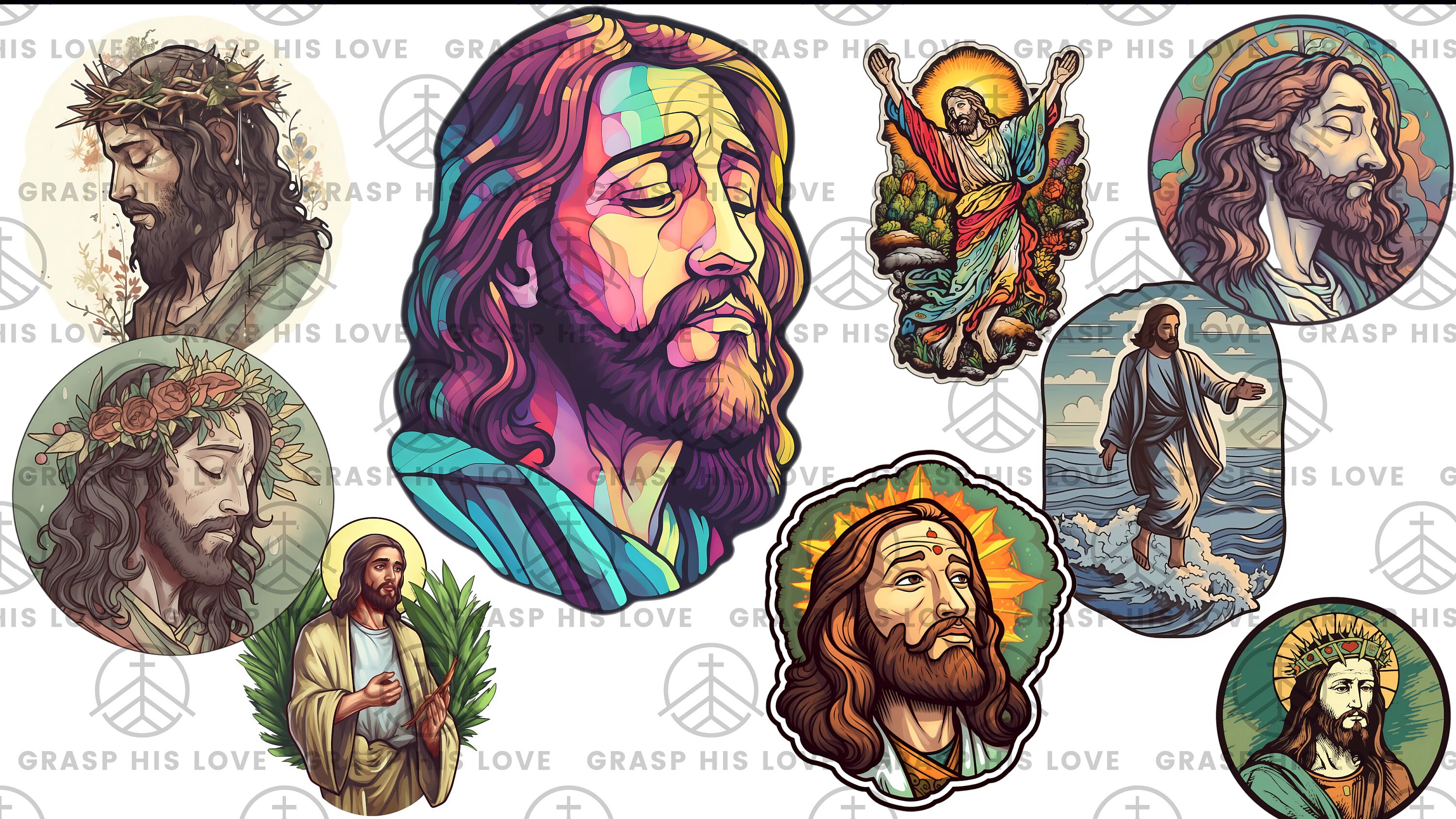 Jesus Clip Art - Sticker - Decal Bundle - PNG - Faith - Religious ...