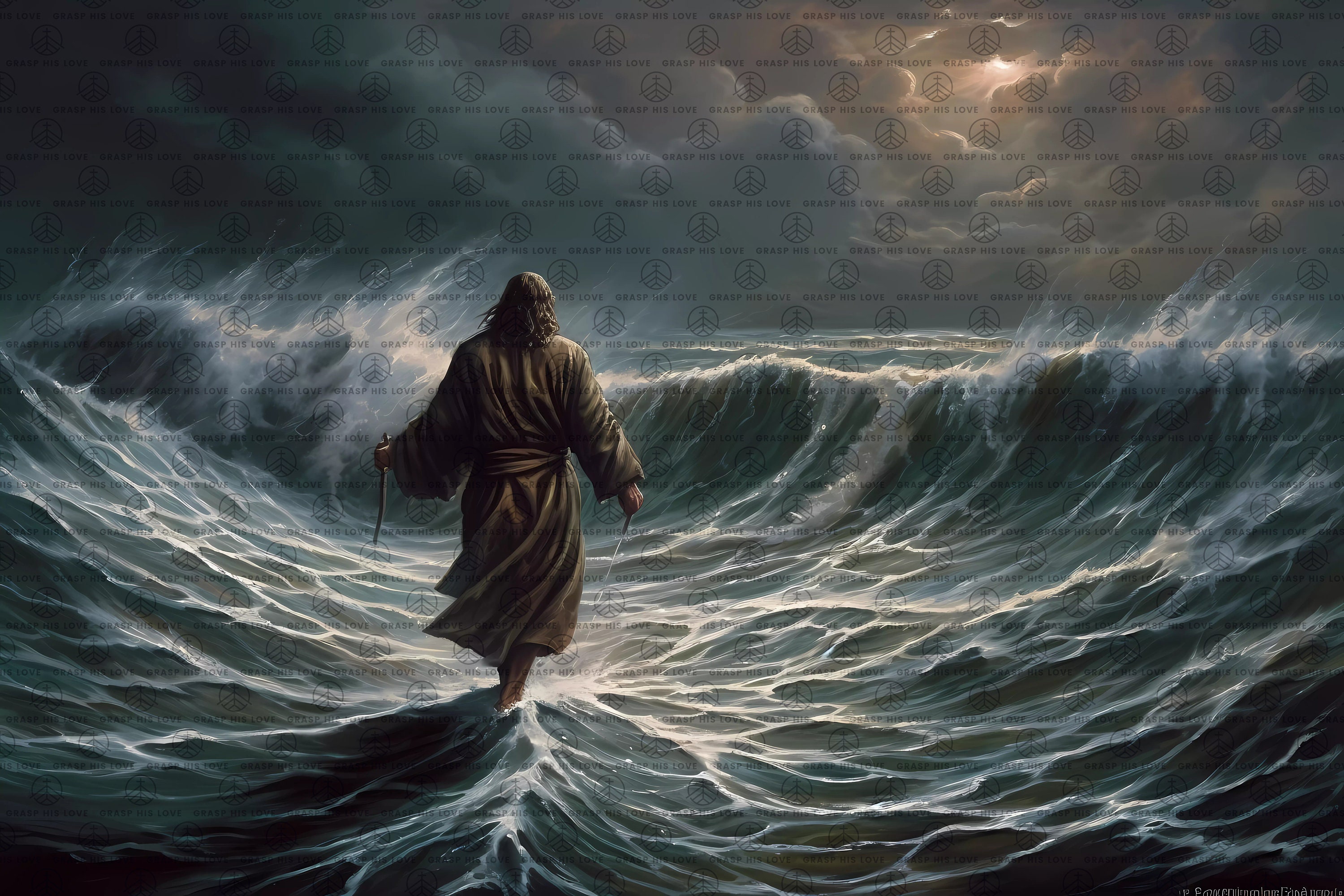 Jesus Walking on Water Clip Art - Sticker - Decal Bundle - PNG High ...