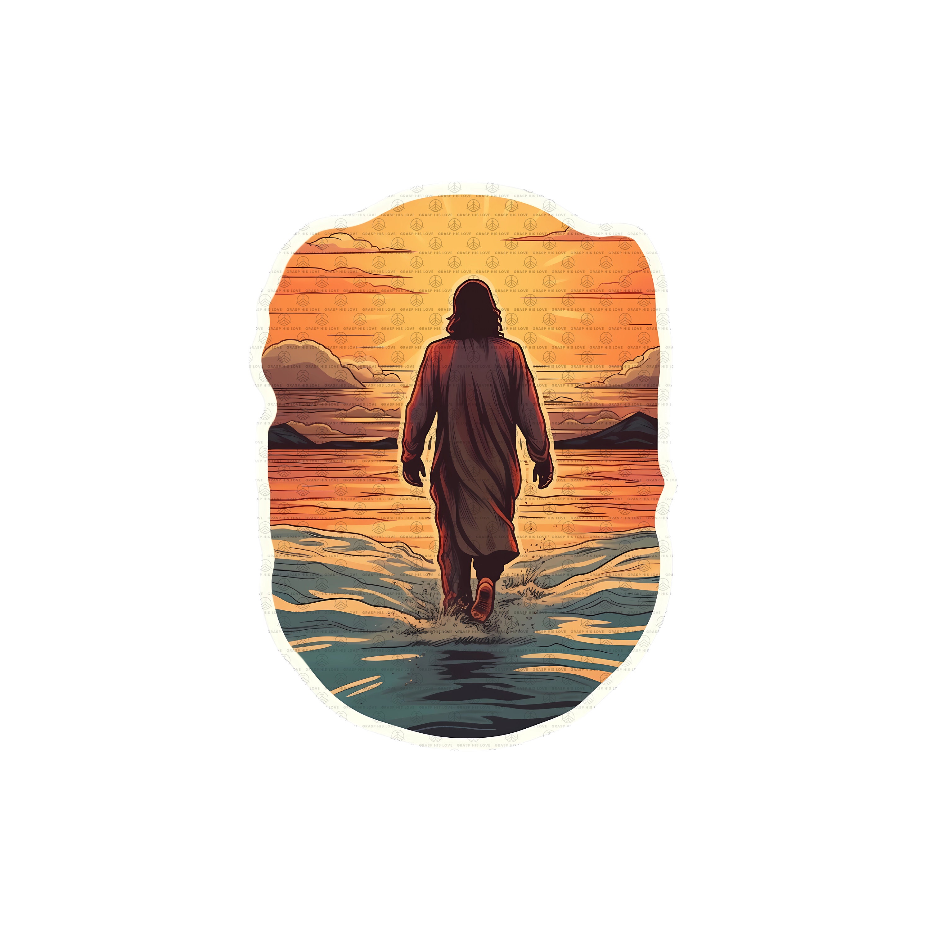 Jesus Walking on Water Clip Art - Sticker - Decal Bundle - PNG High ...