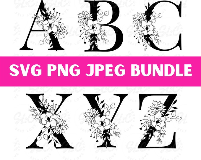Monogram Svg Bundle, Keychain Monogram Svg, Wildflower, Floral ...