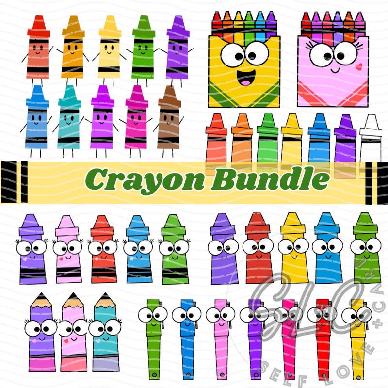 Yellow Crayon Clipart - Etsy